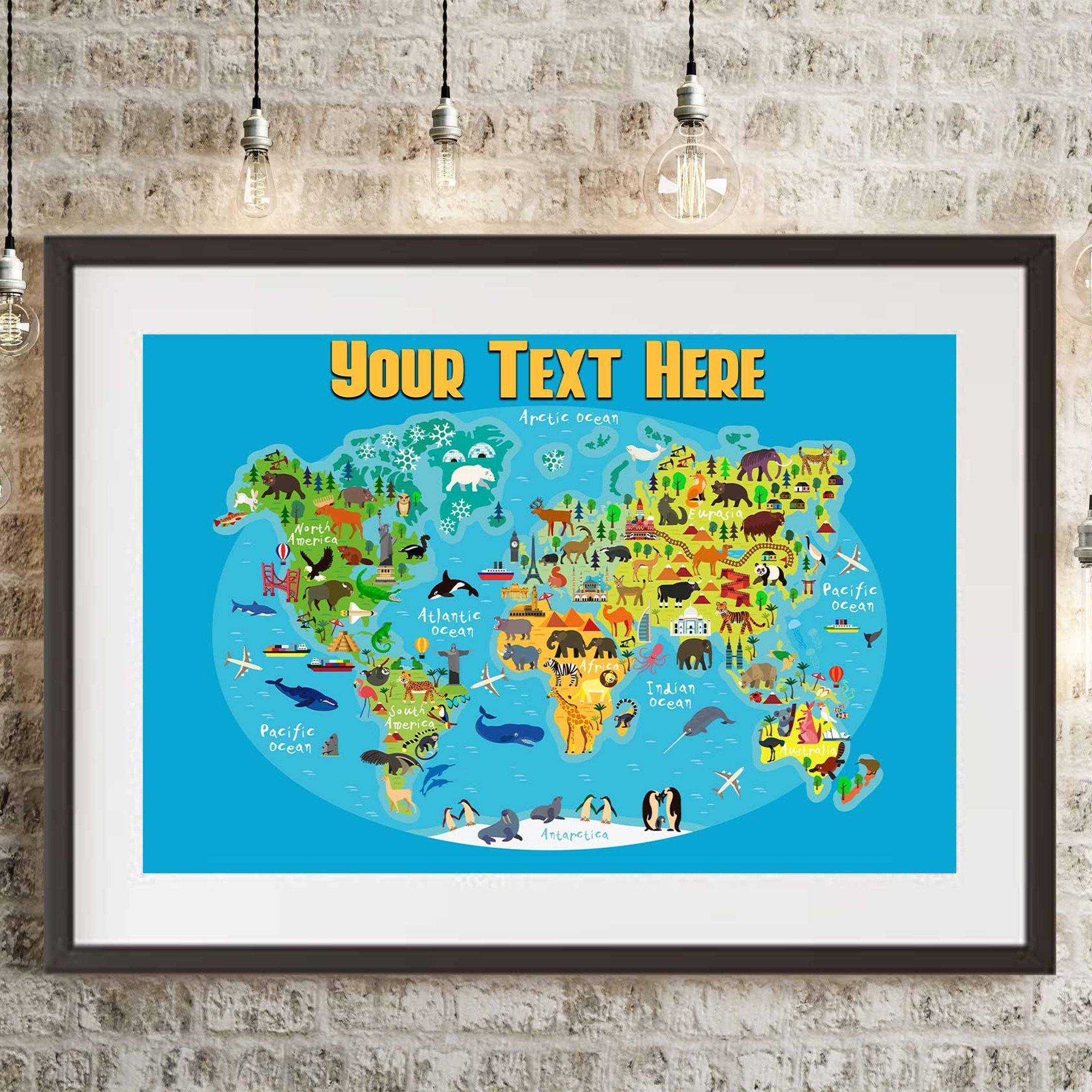 Kids Personalized Cartoon World Maps - Customly Gifts